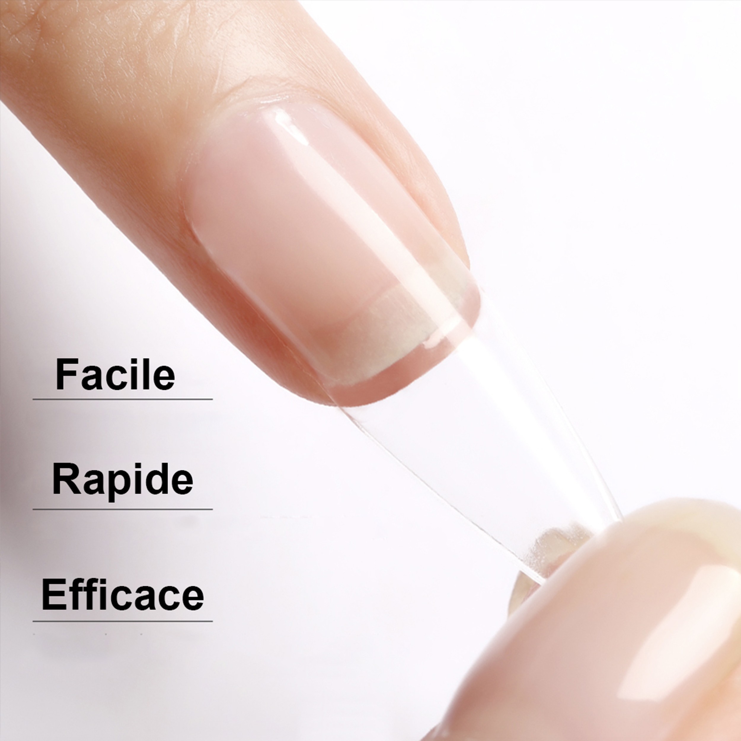 Soft Gel Tip / Press on nail / Gel X Long Stiletto Clear pour ongles.